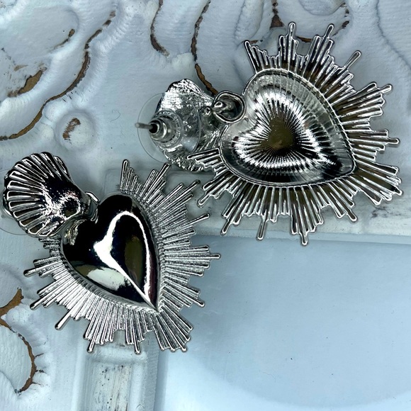 Anthropologie | Jewelry | New Silververa Heart Earrings | Poshmark